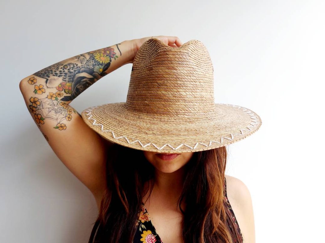 Mexican Straw Hat With Embroidered Decoration - Etsy
