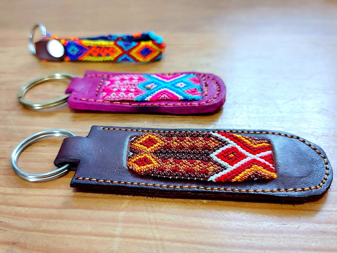Mexican Leather Keychain / Woven Keychain / Leather Zipper Pull - Etsy