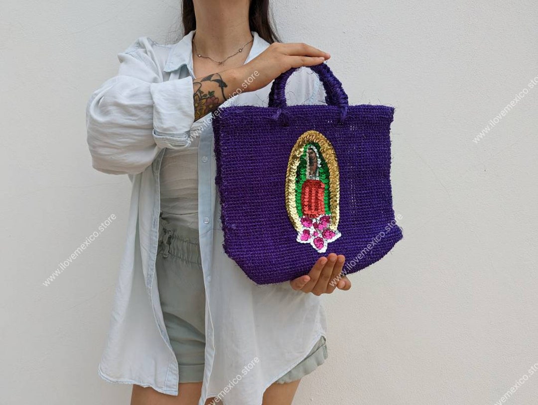 Natural Fiber Bag With Sequin Decor / Handmade Market Yute Bag / Ixtle ...