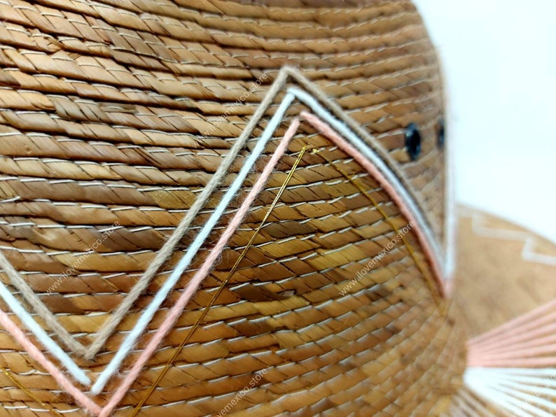 Mexican Straw Hat With Embroidered Decoration - Etsy