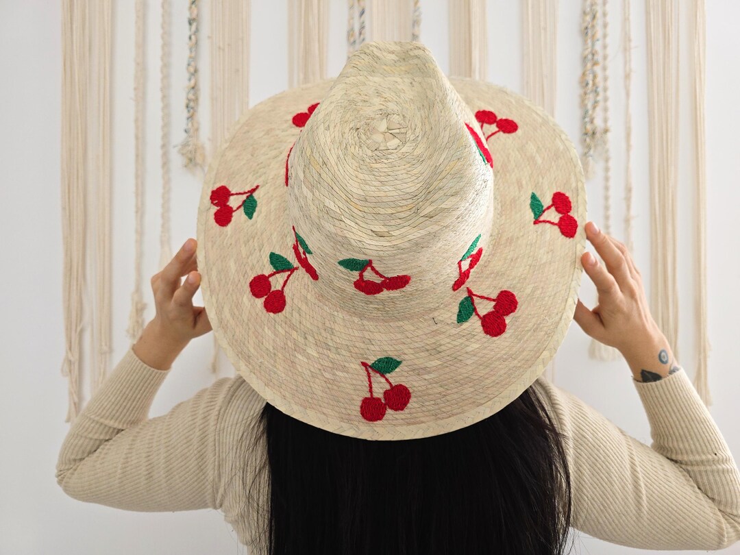Handmade Embroidered Straw Hat: Mexican Summer Fruit Design - Etsy