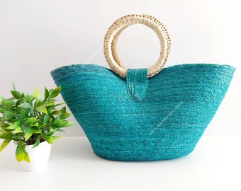 Turquoise Straw Bag - Etsy