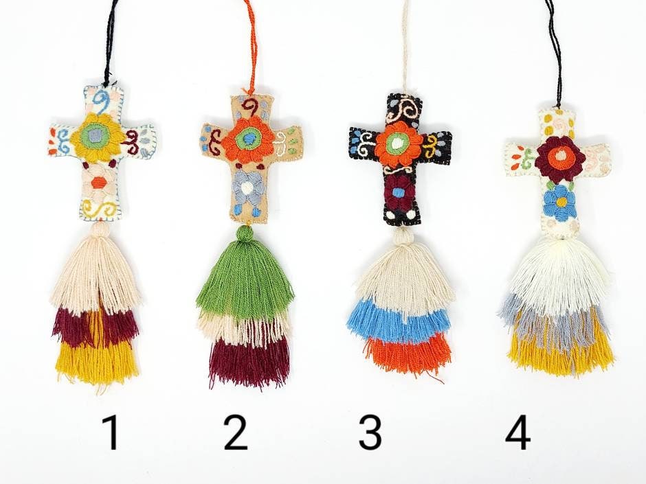 Embroidered felt cross / embroidered crosses in bright colors | Etsy