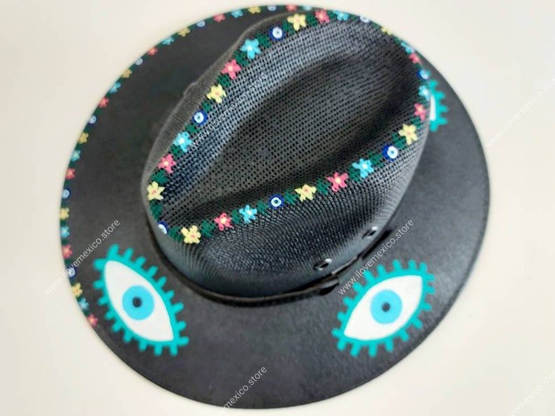 Mexican Straw Hat With Hand Painted Eye Decoration - Etsy