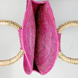 Round pink straw bag / round market bag / mexican beach bag / | Etsy