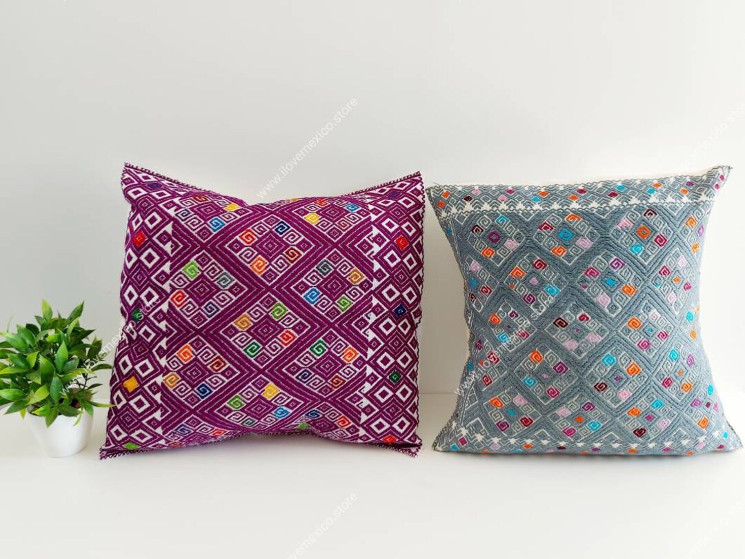 Mexican Pillow Cases / Embroidered Pillow Case / Colorful Decorative ...