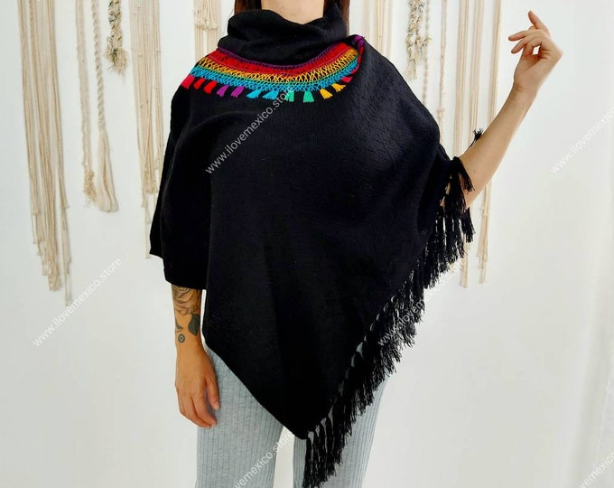 Mexican Woven Rebozo Poncho / Traditional Mayan Poncho / Mexican ...