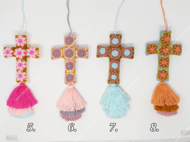 Large Embroidered Floral Cross / Large Cross With Tassel / - Etsy