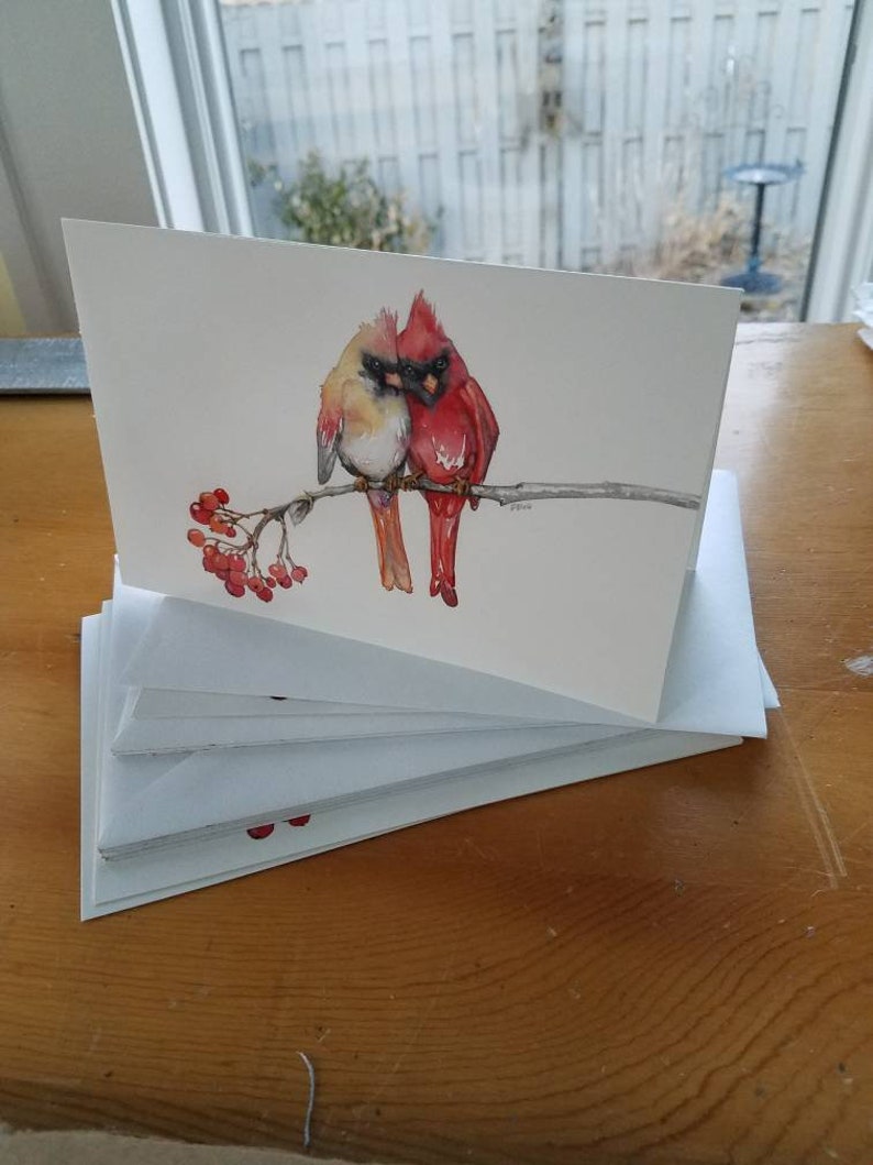 Cardinal Couple Card 1 Blank Greeting Card | Etsy