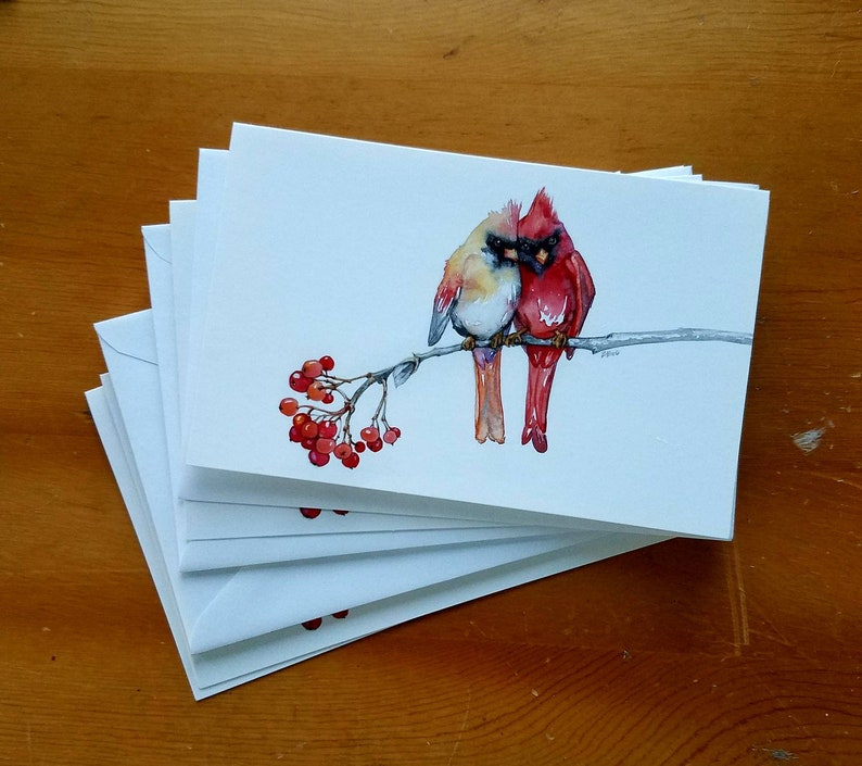 Cardinal Couple Card, 1 Blank Greeting Card - Etsy