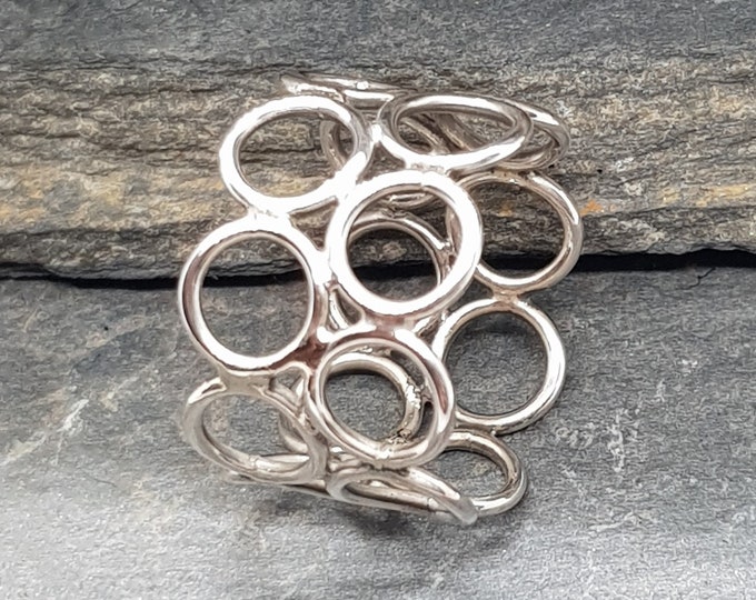 Sterling Silver Circles Ring - Etsy