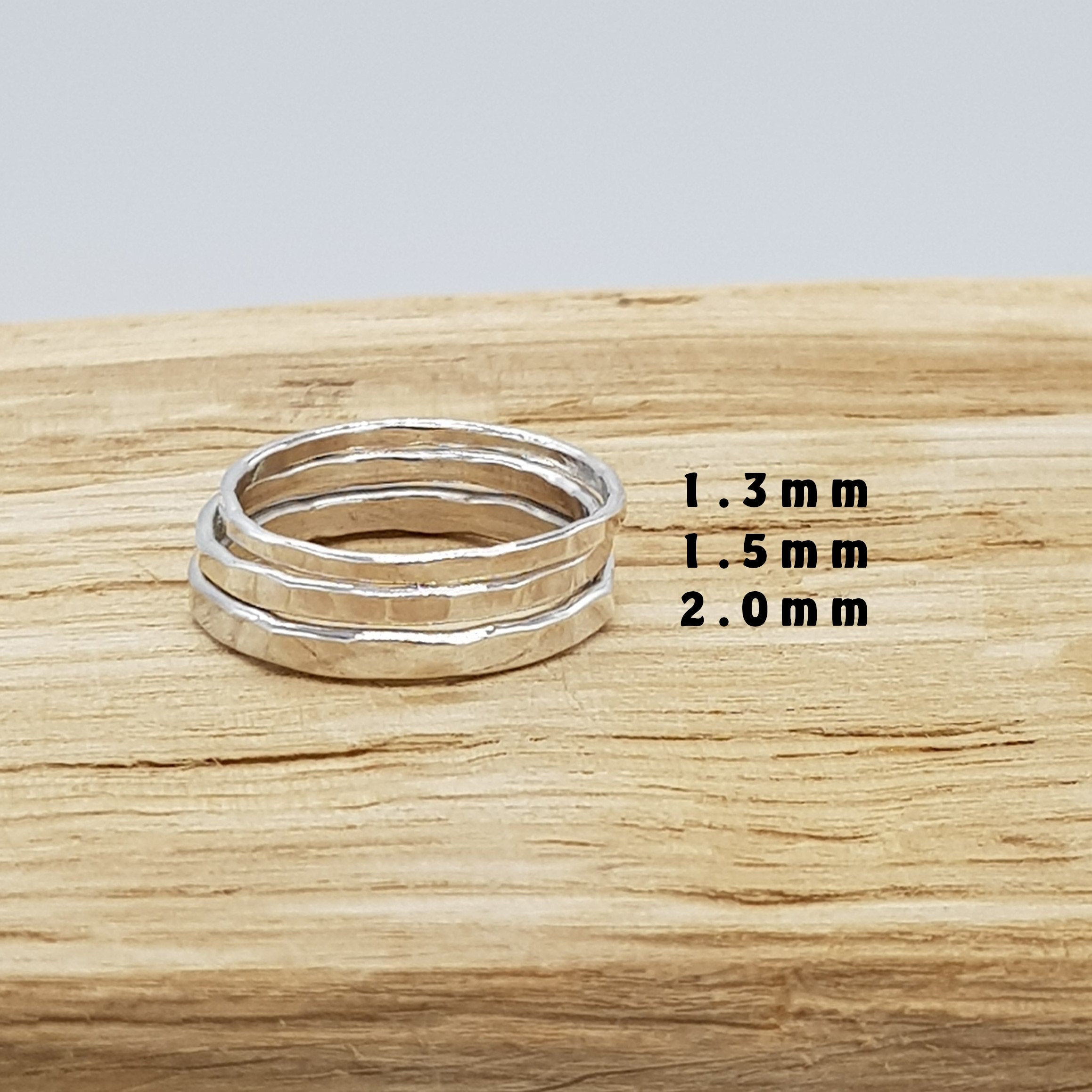 Sterling Silver Hammered Stackable Ring / Midi Ring / Stacking - Etsy UK