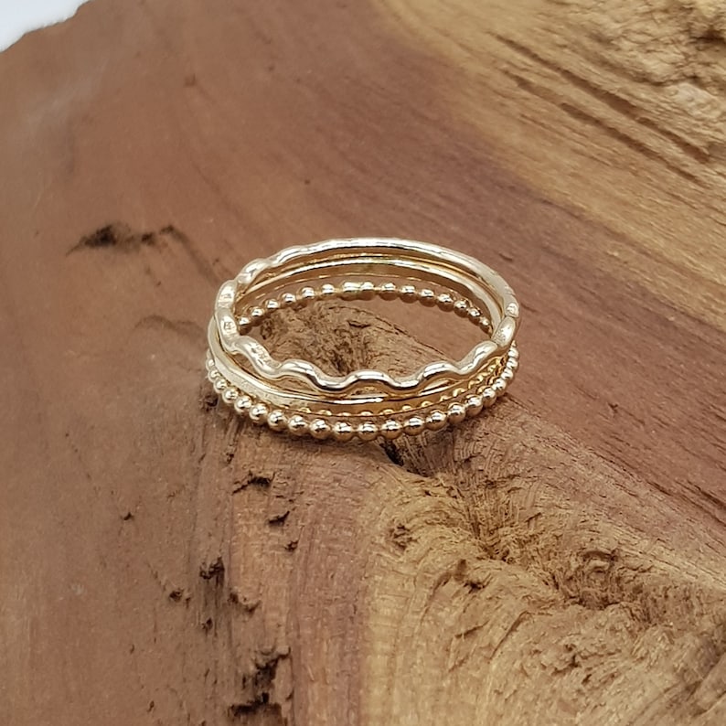 Wave Ring Stacker Set / Stackable Rings / Midi Rings / - Etsy