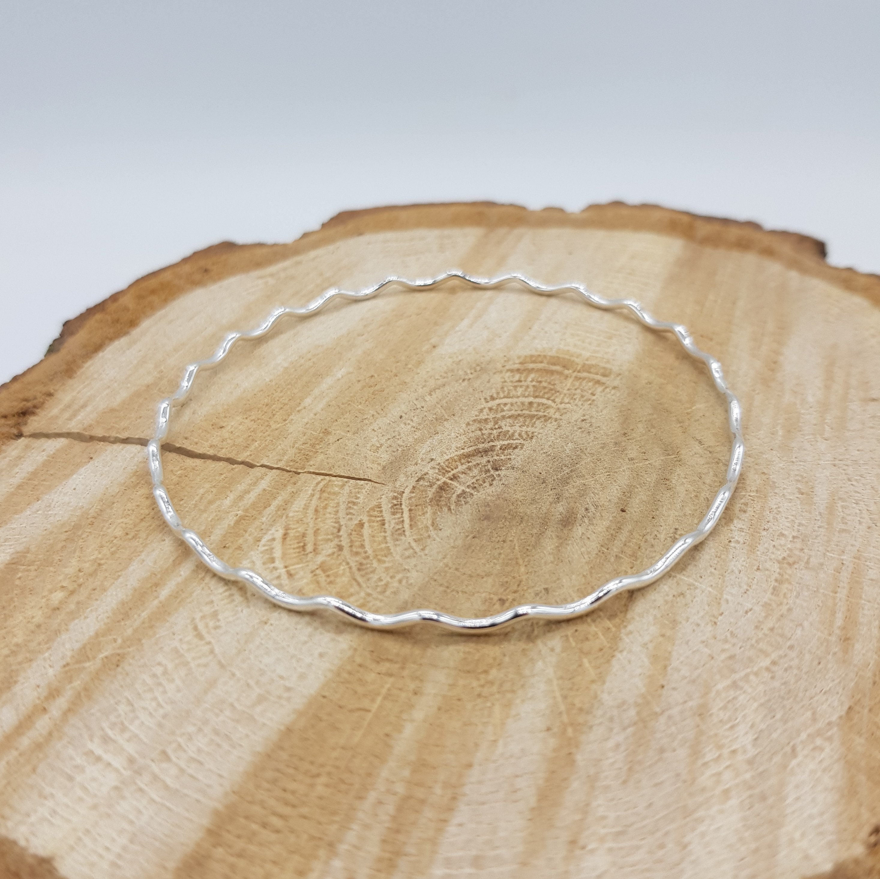 Silver Wave Bangles - Etsy