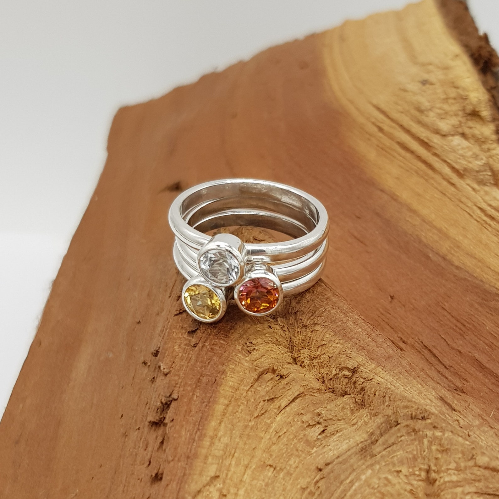 Sterling Silver Topaz Ring Twilight Mystic/honey/white - Etsy UK