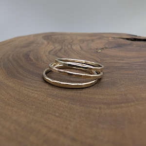 9k Solid Gold Skinny Hammered Ring / Midi Ring / Stacker Ring - Etsy