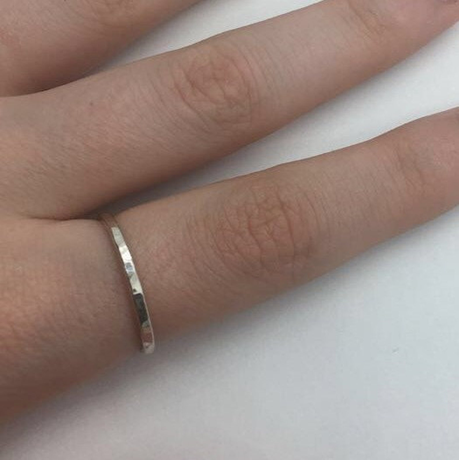 Sterling Silver Hammered Stackable Ring / Midi Ring / Stacking - Etsy UK