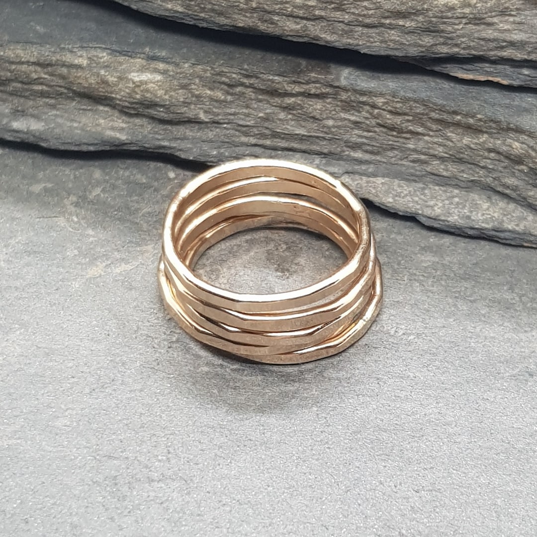 14ct Gold Filled Hammered Stackable Ring / Midi Ring / Stacking Ring - Etsy