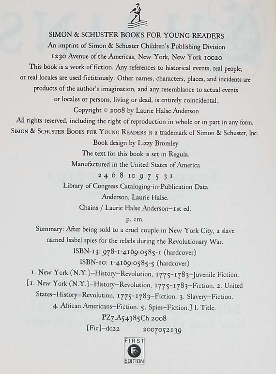 Chains By Laurie Halse Anderson