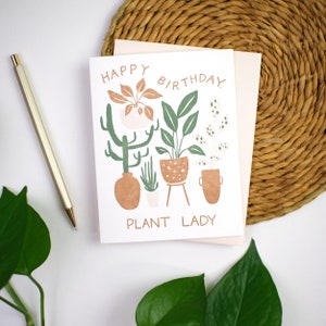 Happy Birthday Plant Lady - Potted Plants - Letterpress Card - Etsy