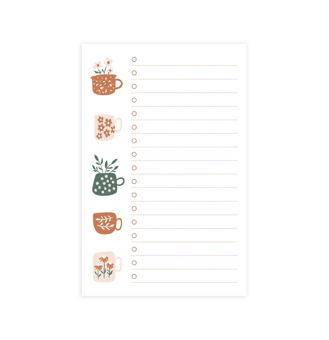 Garden Party Mugs - Lined Notepad - Etsy