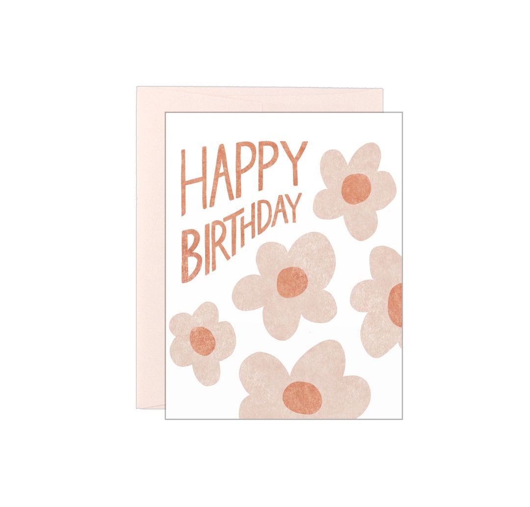 Happy Birthday - Groovy Flowers - Letterpress Card - Etsy