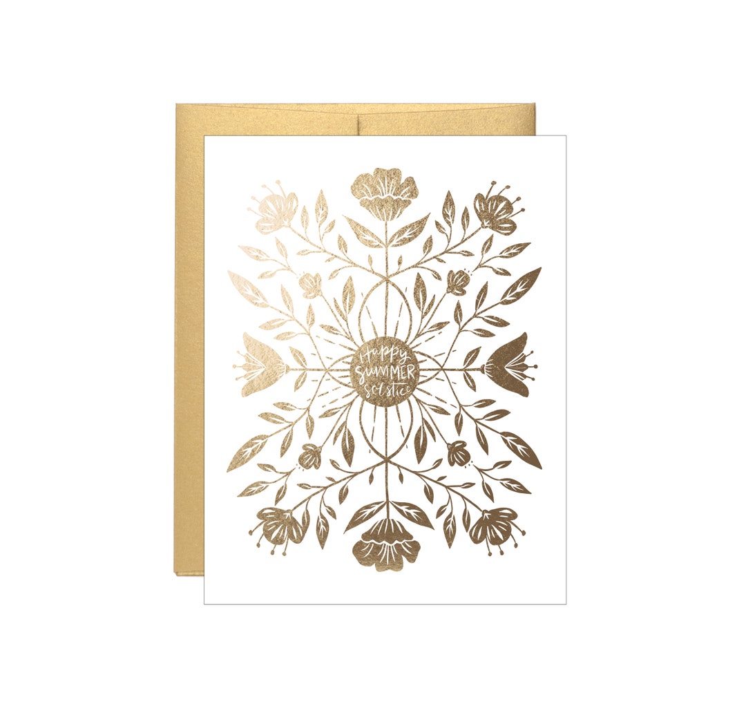 Happy Summer Solstice Card - Gold Foil - Etsy