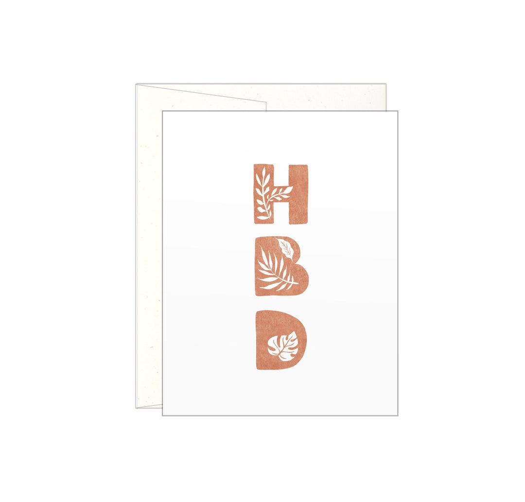 HBD - Leaves - Letterpress Card - Etsy