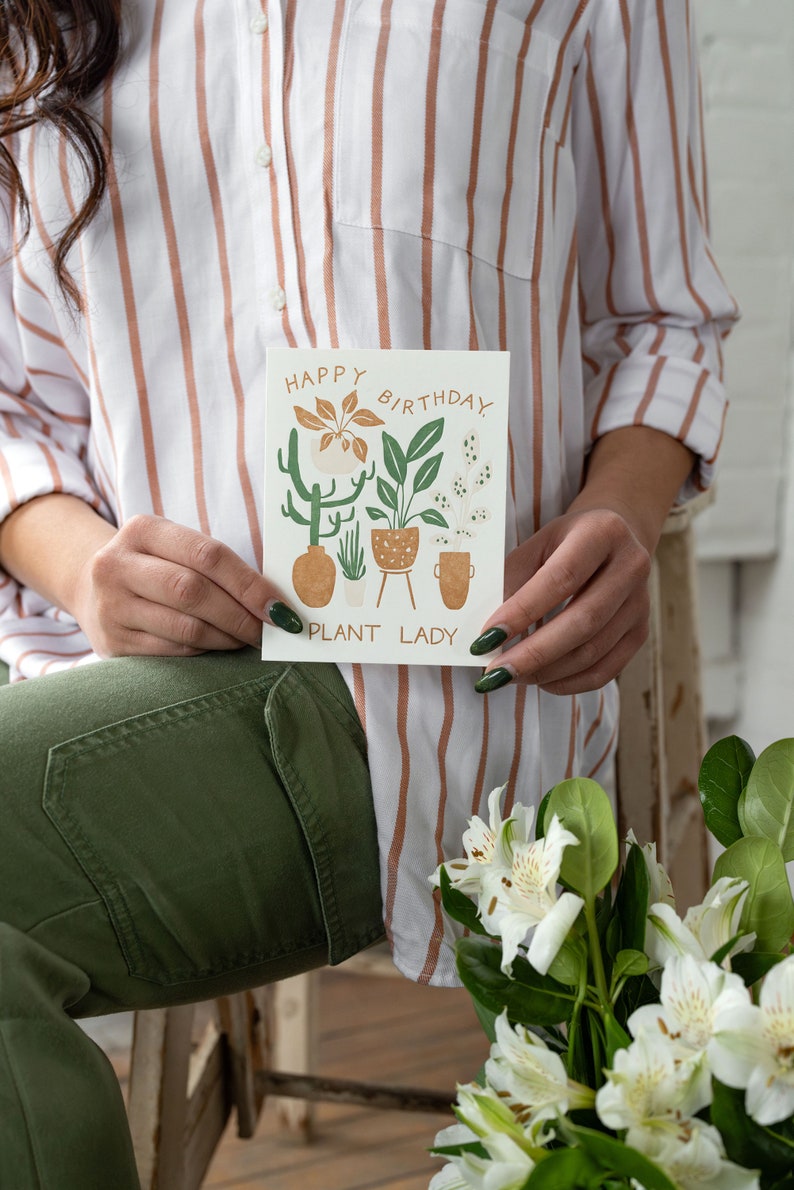 Happy Birthday Plant Lady - Potted Plants - Letterpress Card - Etsy