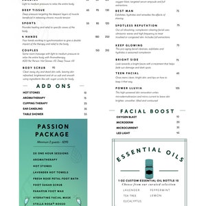 Beautiful Custom Menu for Spa Legal Size - (8.5 X 14) Editable in Canva ...
