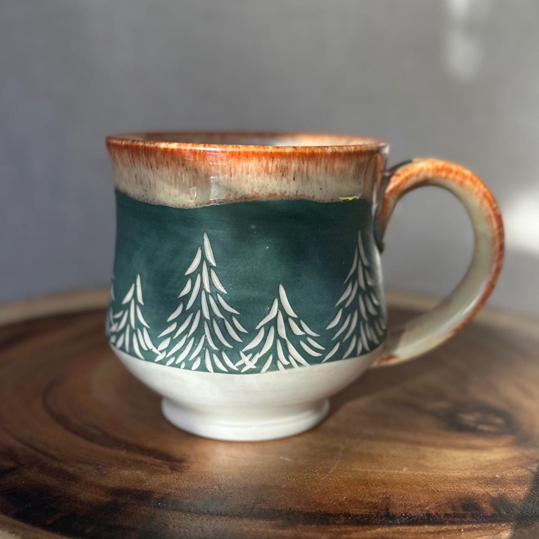 Hand-carved, Handmade Pine Tree Mug/ Pine Tree Coffee Mug/ Forest Tea ...