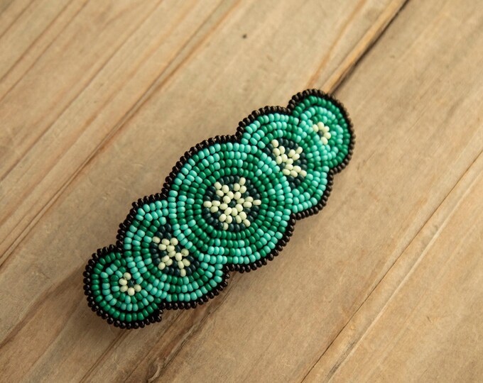 Hand Made Beaded Barrette, Beaded Hair Barrettes, Indigenous Beaded ...