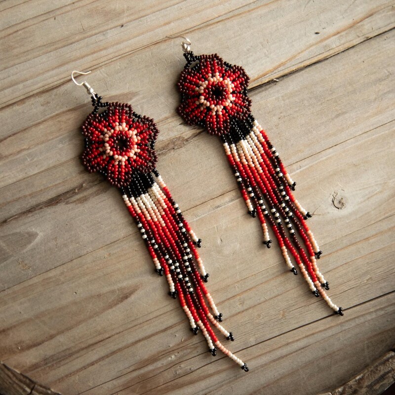 Long Beaded Earrings - Etsy