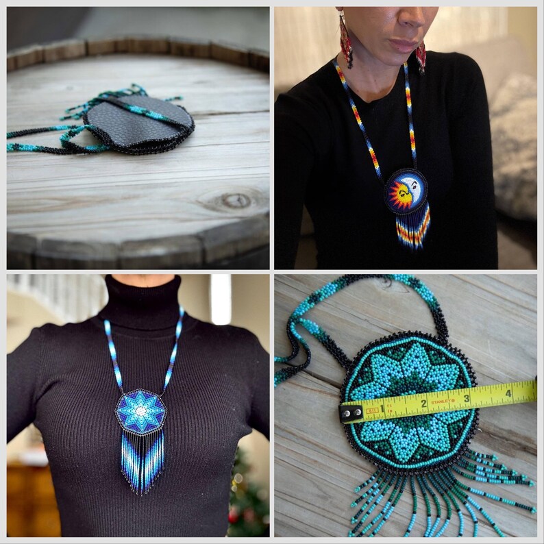 Indigenous Beaded Medallion Necklace, Huichol Wixarika Tribal Jewelry ...