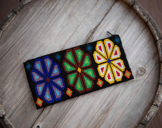 Native American Beaded Coin Purse, Navajo Purple Beaded Id/coin Purse ...