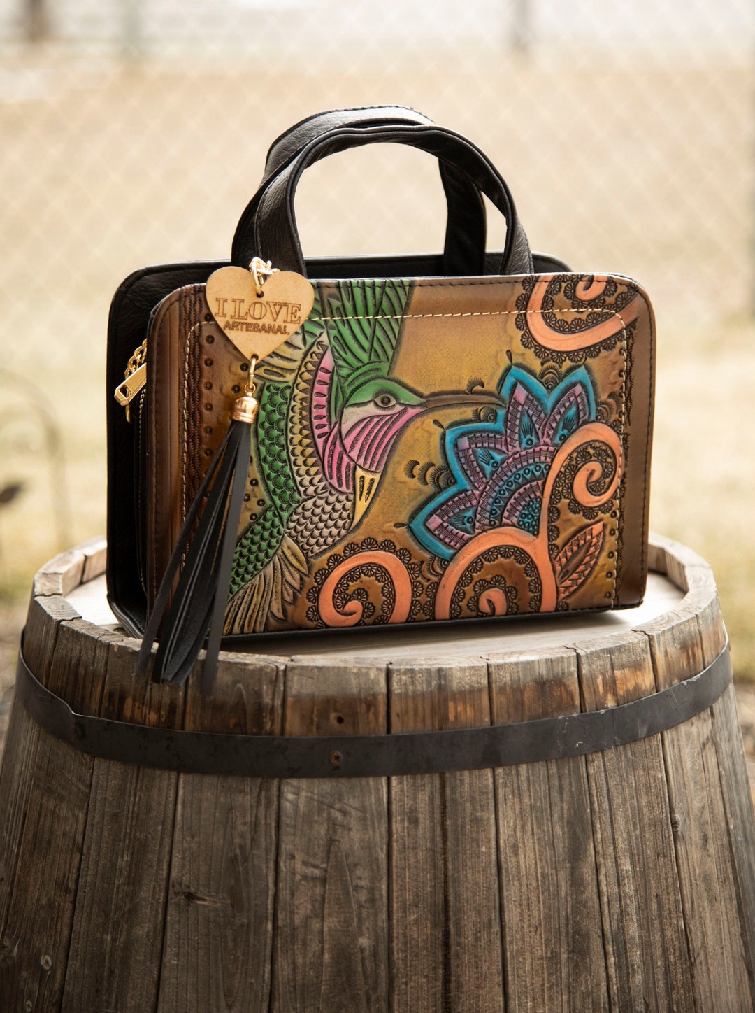 Handmade Ethnic Leather Purse, Genuine Leather Bag, Mexican Crossover ...