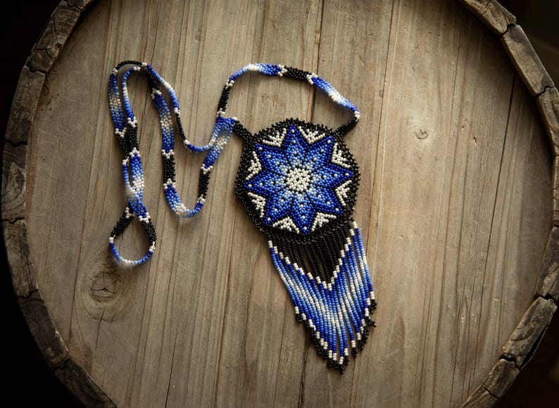 Indigenous Beaded Medallion Necklace, Huichol Wixarika Tribal Jewelry ...