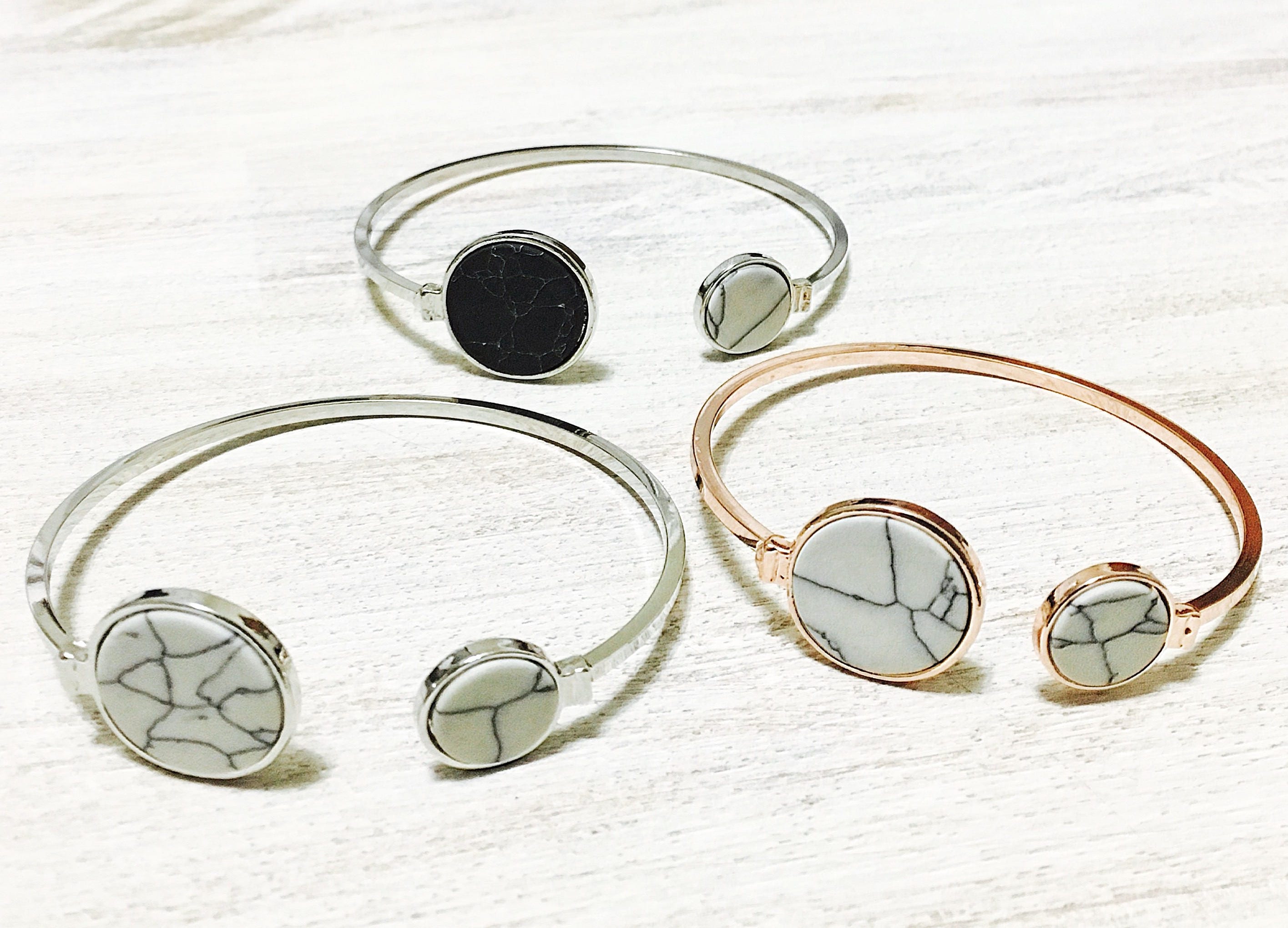 Open Marble-textured Bracelet - Etsy