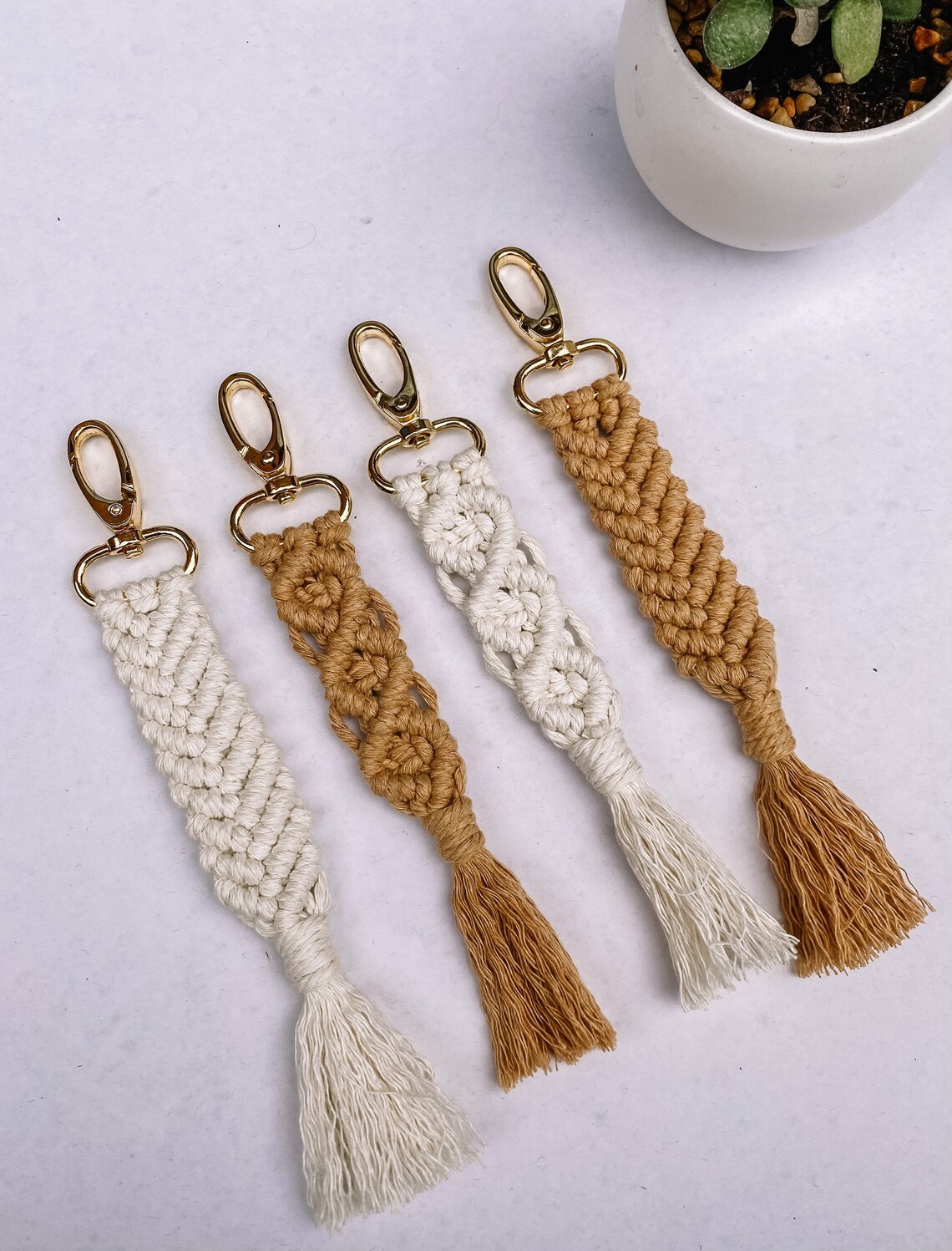 Macrame Keychain Macrame Key Fob Boho Keychain | Etsy