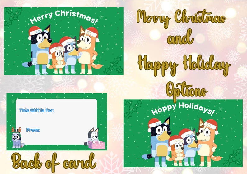 Bluey Themed Christmas Gift Tags set of 4 3.5in X 2in Cards - Etsy