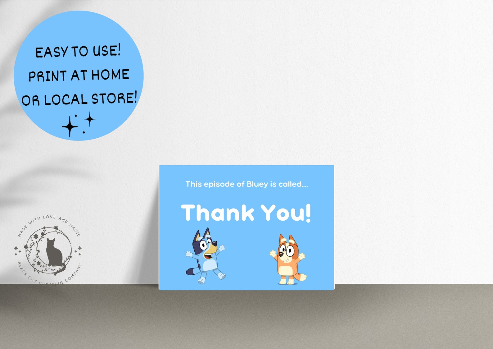 Bluey Themed Thank You Card 7x5 Digital Download - Etsy