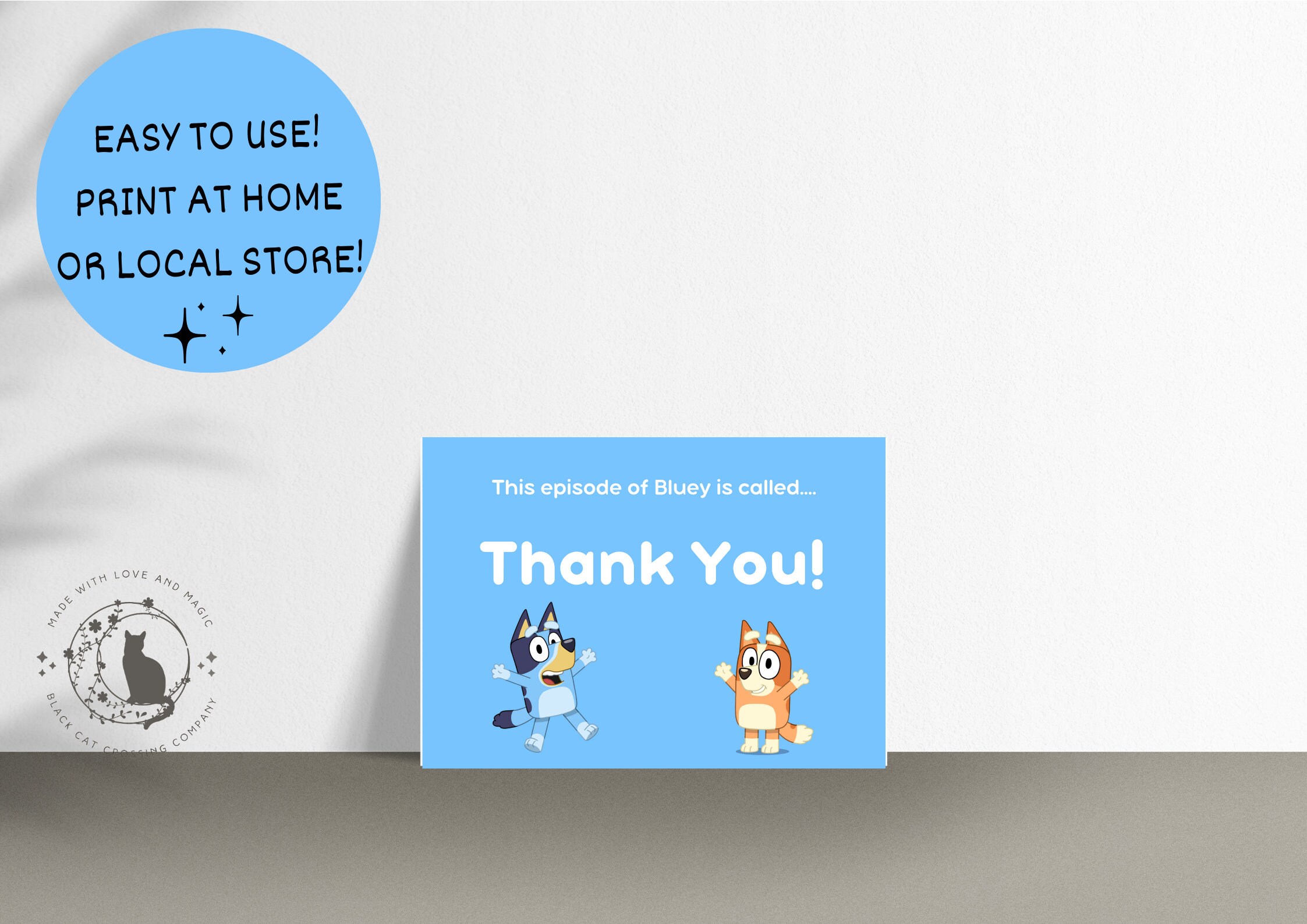 Bluey Themed Thank You Card 7x5 Digital Download - Etsy