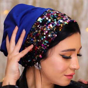 Drape Crepe Turban With Reversible Sequin Band Women Turban - Etsy