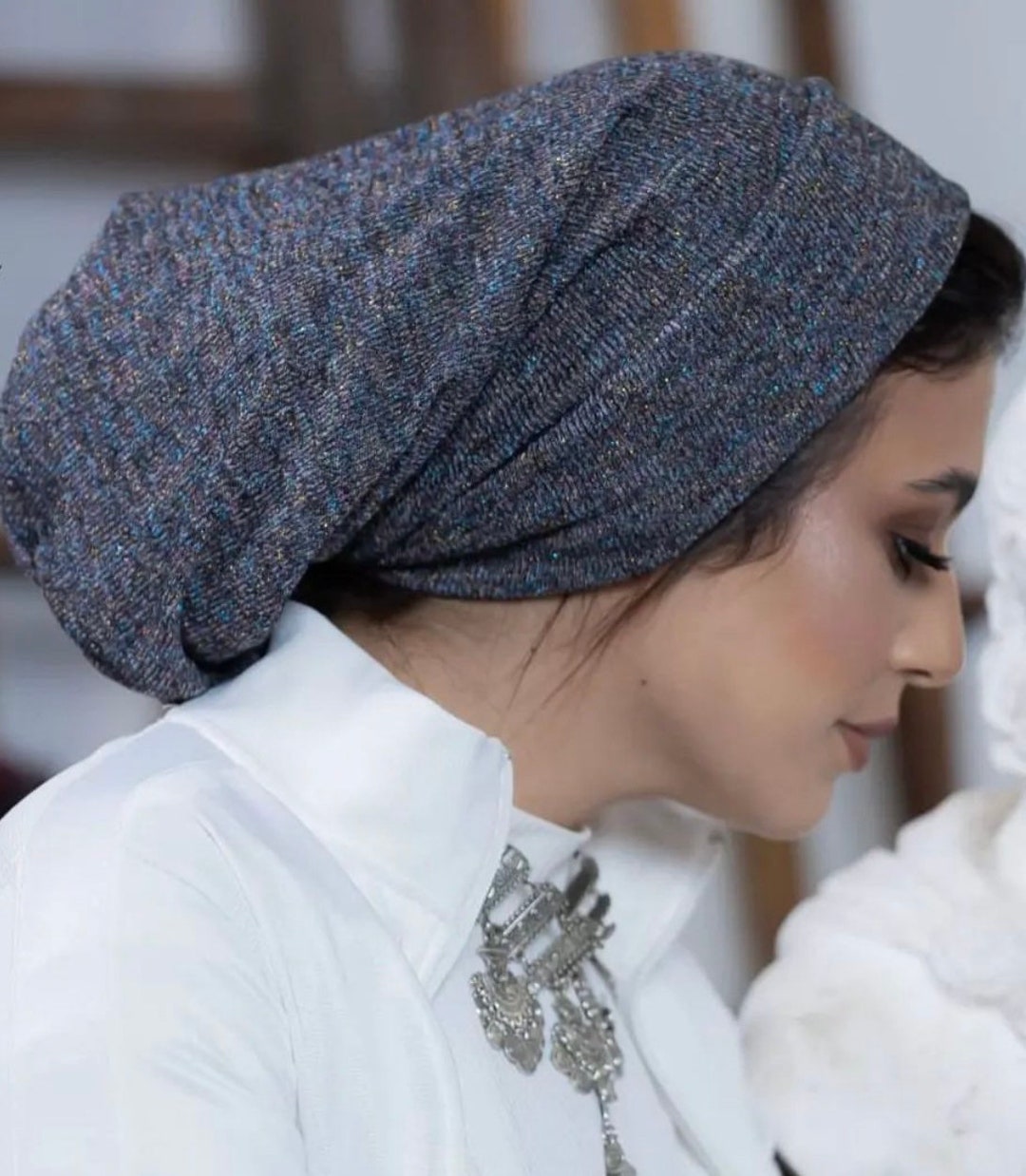 Ice Cap Knitwear Turban for Winter , This Color and Silver Are ...