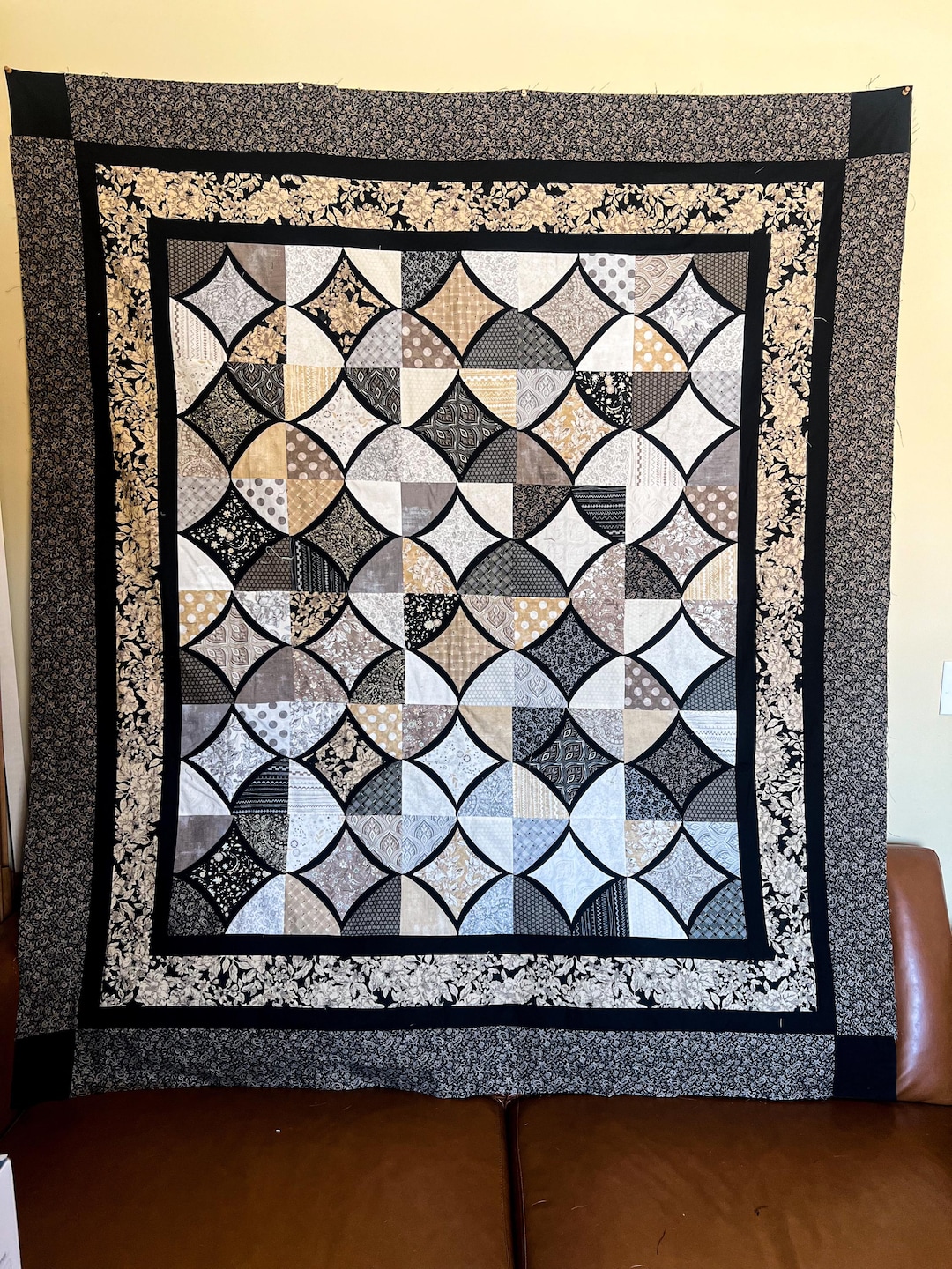 Beautiful Handmade Neutral Cathedral Window Quilt - Etsy