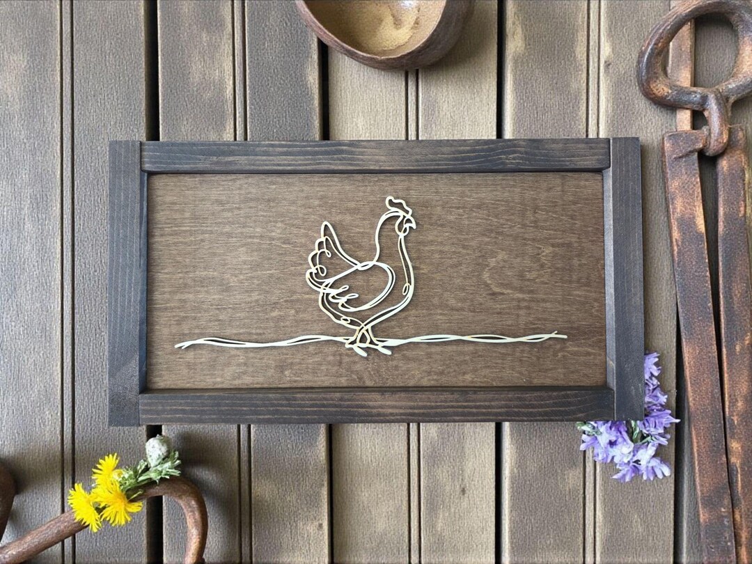 3D, Laser Engraved Line Art, Chicken - Etsy