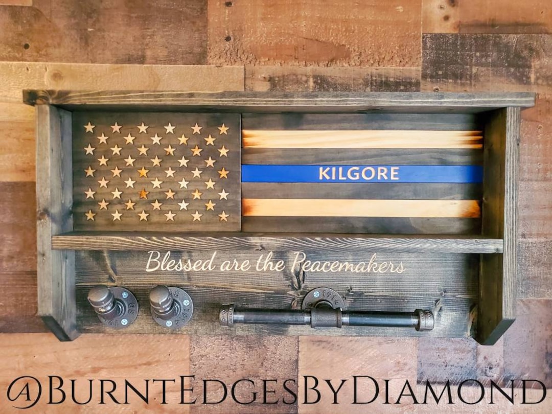 Thin Blue Line BLESSED Are THE PEACEMAKERS, Duty/gear Rack, Wooden ...