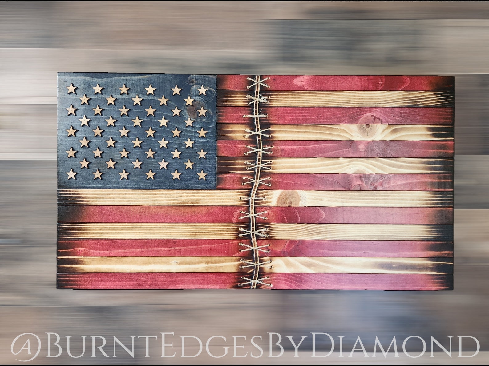 Wooden, Tattered, Stitched, American Flag, 24 X 13 - Etsy