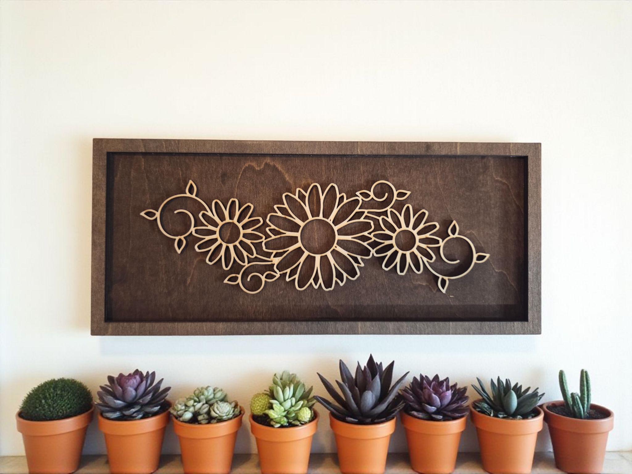 3D, Laser Engraved Line Art, Flowers, Daisy - Etsy