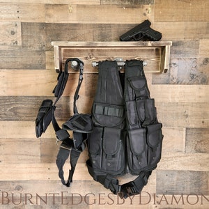 Rustic, Weathered, Compact, Wall Mounted Duty/gear Rack, Wooden, Police ...